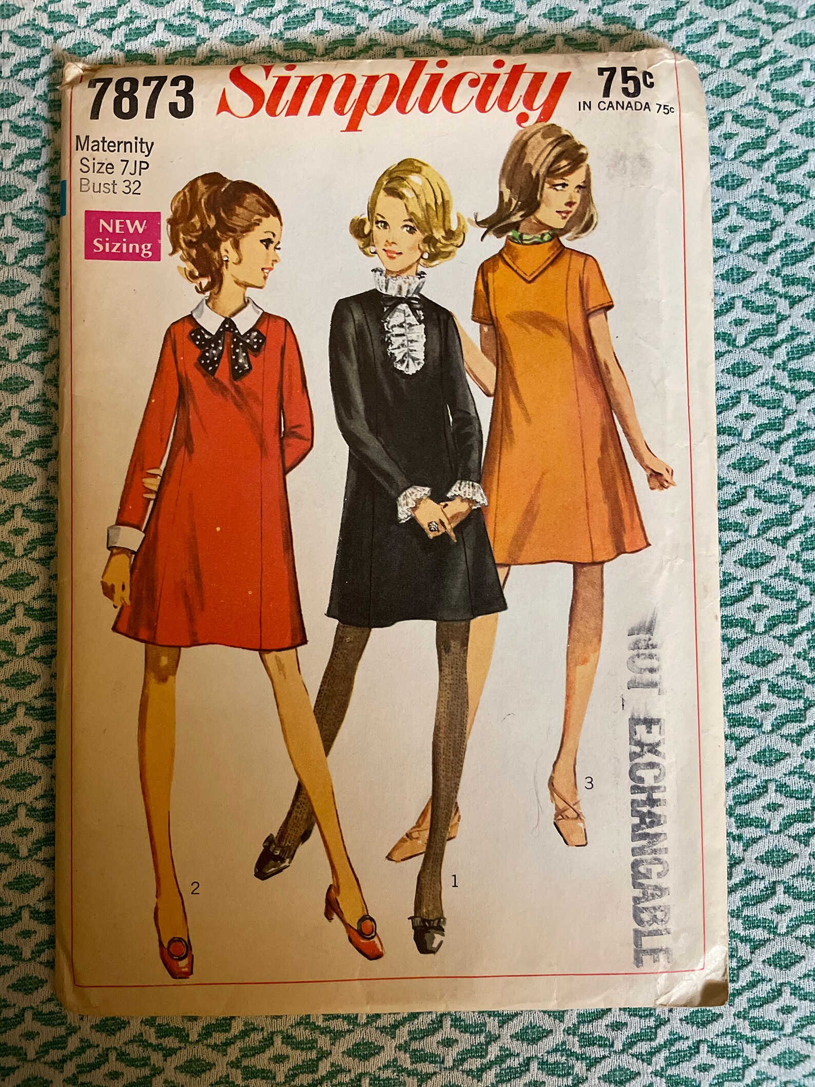Vintage 1968 Simplicity Sewing Pattern 7873 Junior Petites' Maternity ...