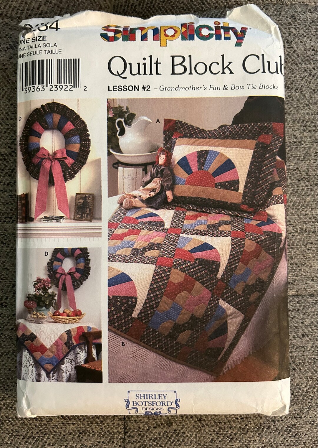 2000 Simplicity Quilt Block Club Sewing Pattern 9234 Lesson #2 ...