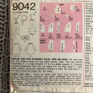 Vintage 1970 Simplicity Sewing Pattern 9042 Toddlers’ Coat With ...