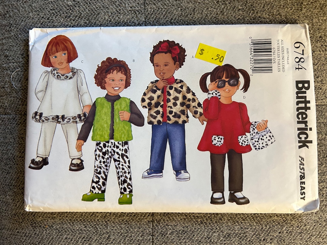 Vintage 1990's Butterick Sewing Pattern 6784 Toddler's Jacket, Vest ...