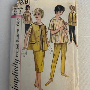 Vintage 1960 Simplicity Sewing Pattern 3309 Maternity Wiggle Skirt ...