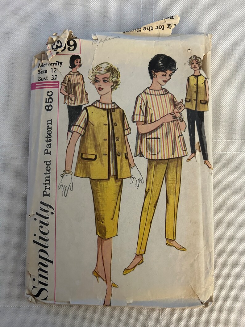 Vintage 1960 Simplicity Sewing Pattern 3309 Maternity Wiggle Skirt ...