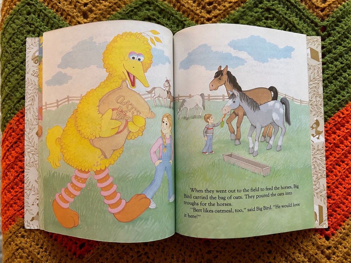 Vintage 1985 Big Bird's Day on the Farm Little Golden Book Sesame ...