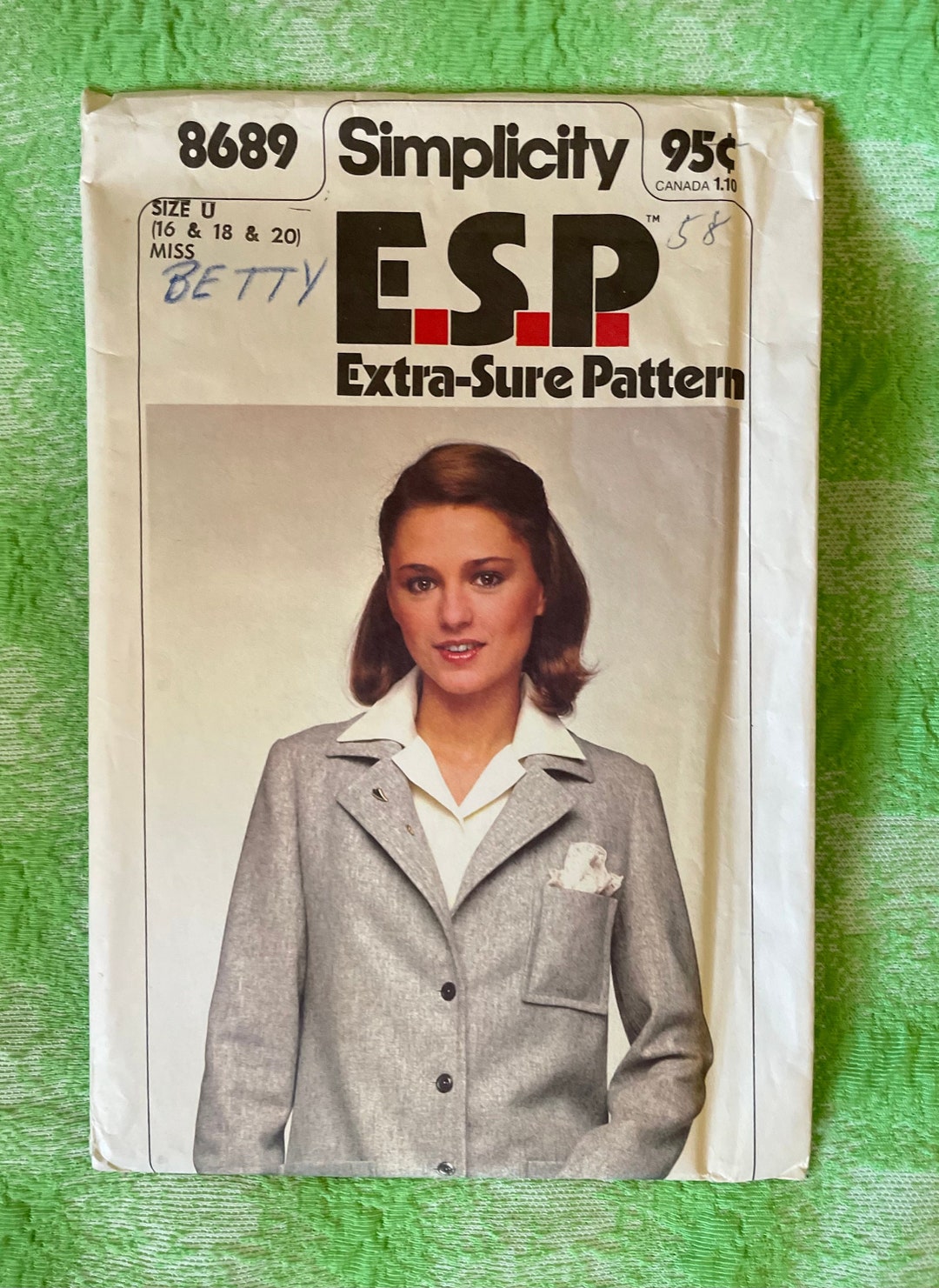 Vintage 1978 Simplicity ESP Sewing Pattern 8689 Misses' Unlined Blazer ...