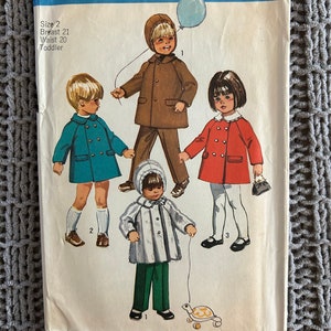 Vintage 1970 Simplicity Sewing Pattern 9042 Toddlers’ Coat With ...