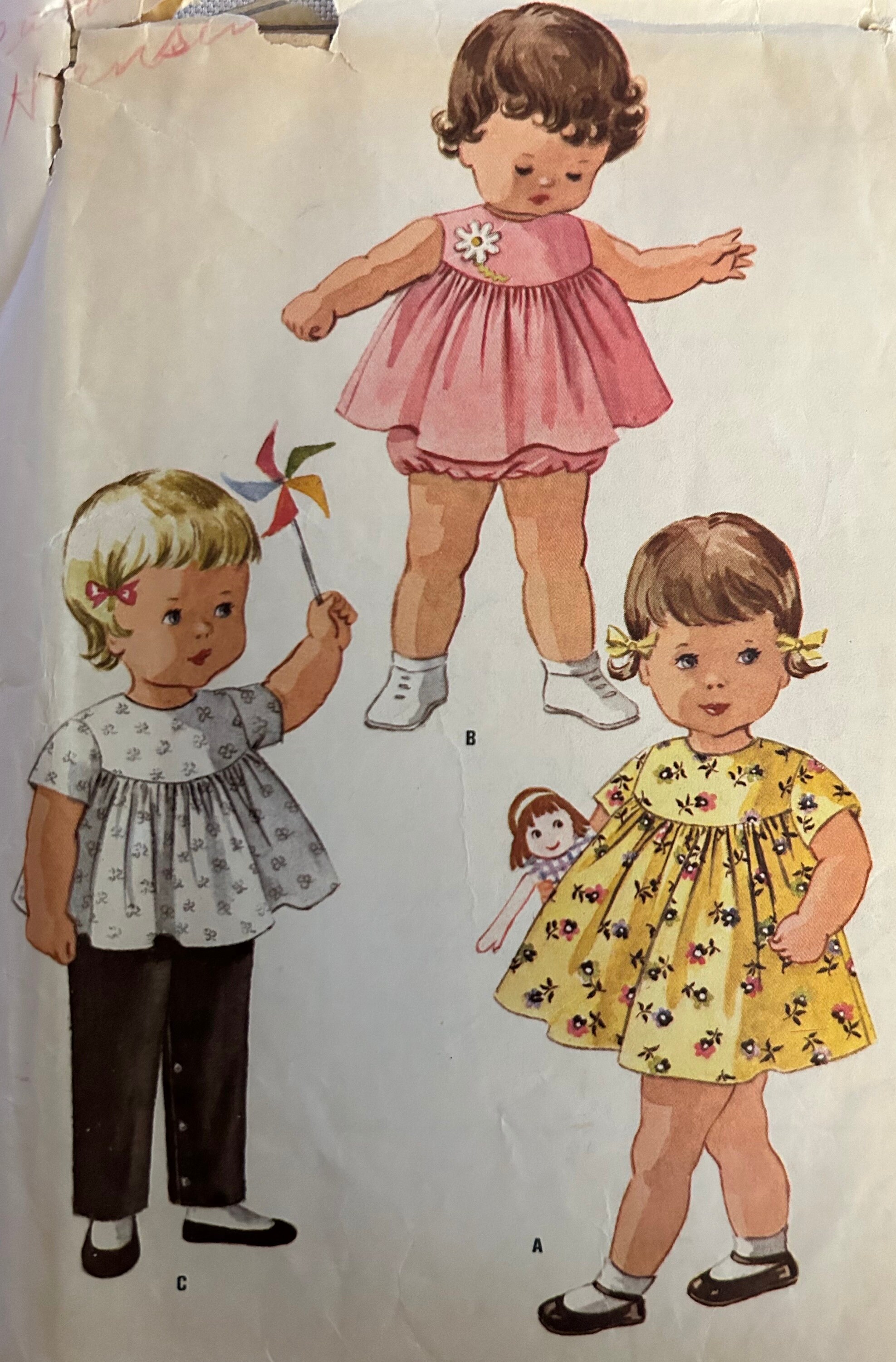 Vintage 1962 Mccall’s Sewing Pattern 6624 Baby Dress in 2 Lengths With ...