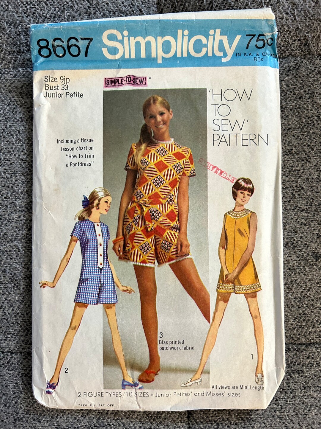Vintage 1969 Simplicity "how to Sew" Pattern 8667 Junior Petite Mini ...