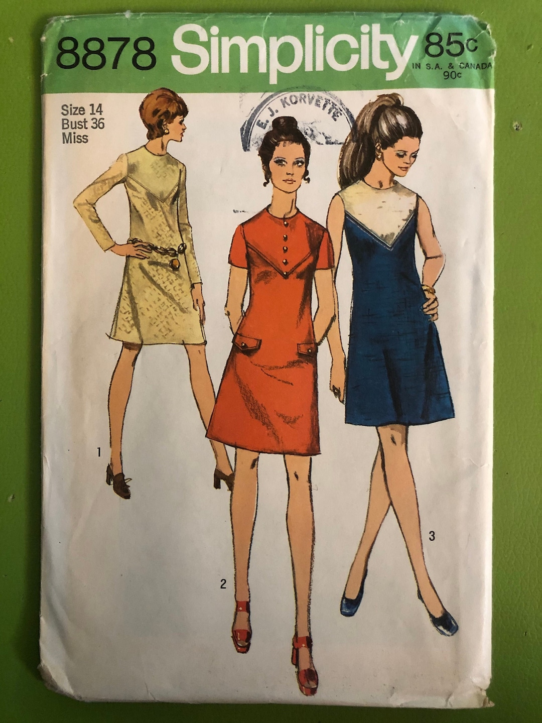 Vintage 1970 Simplicity Sewing Pattern 8878 Misses' Dress Sleeveless ...