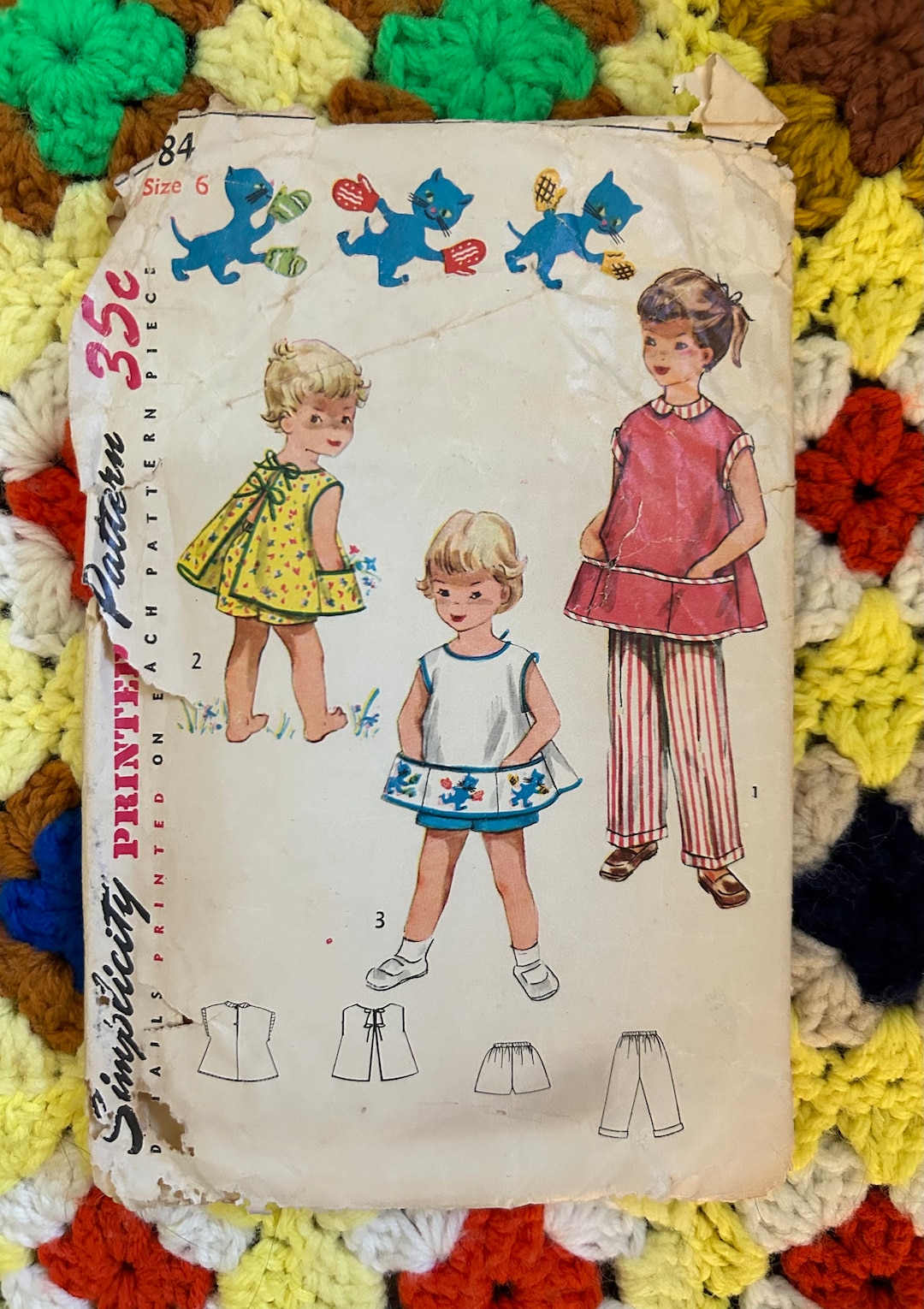 Vintage 1953 Simplicity Sewing Pattern 4384 Childs' Apron, Dress ...