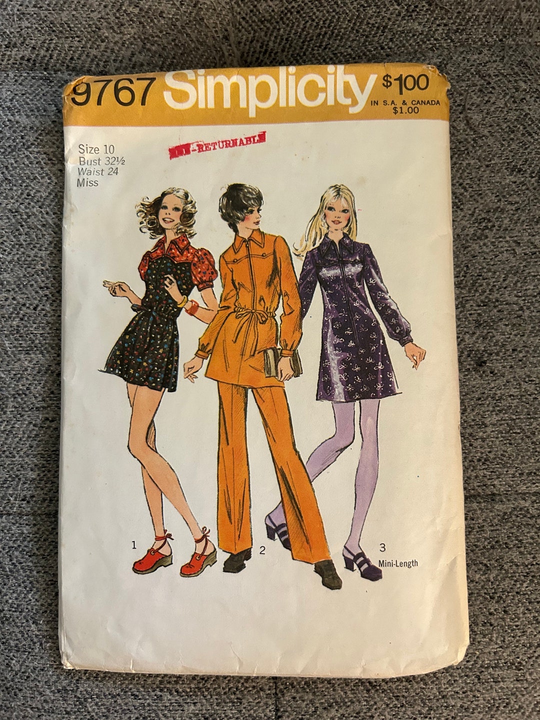 Vintage 1971 Simplicity Sewing Pattern 9767 Misses' Mini-dress or Tunic ...