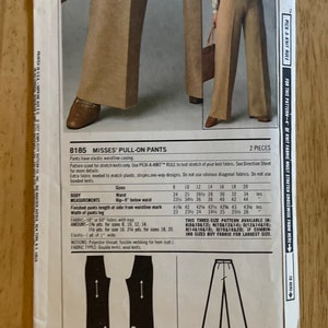 Vintage 1977 Simplicity ESP Sewing Pattern 8185 Misses' Pull-on Elastic ...