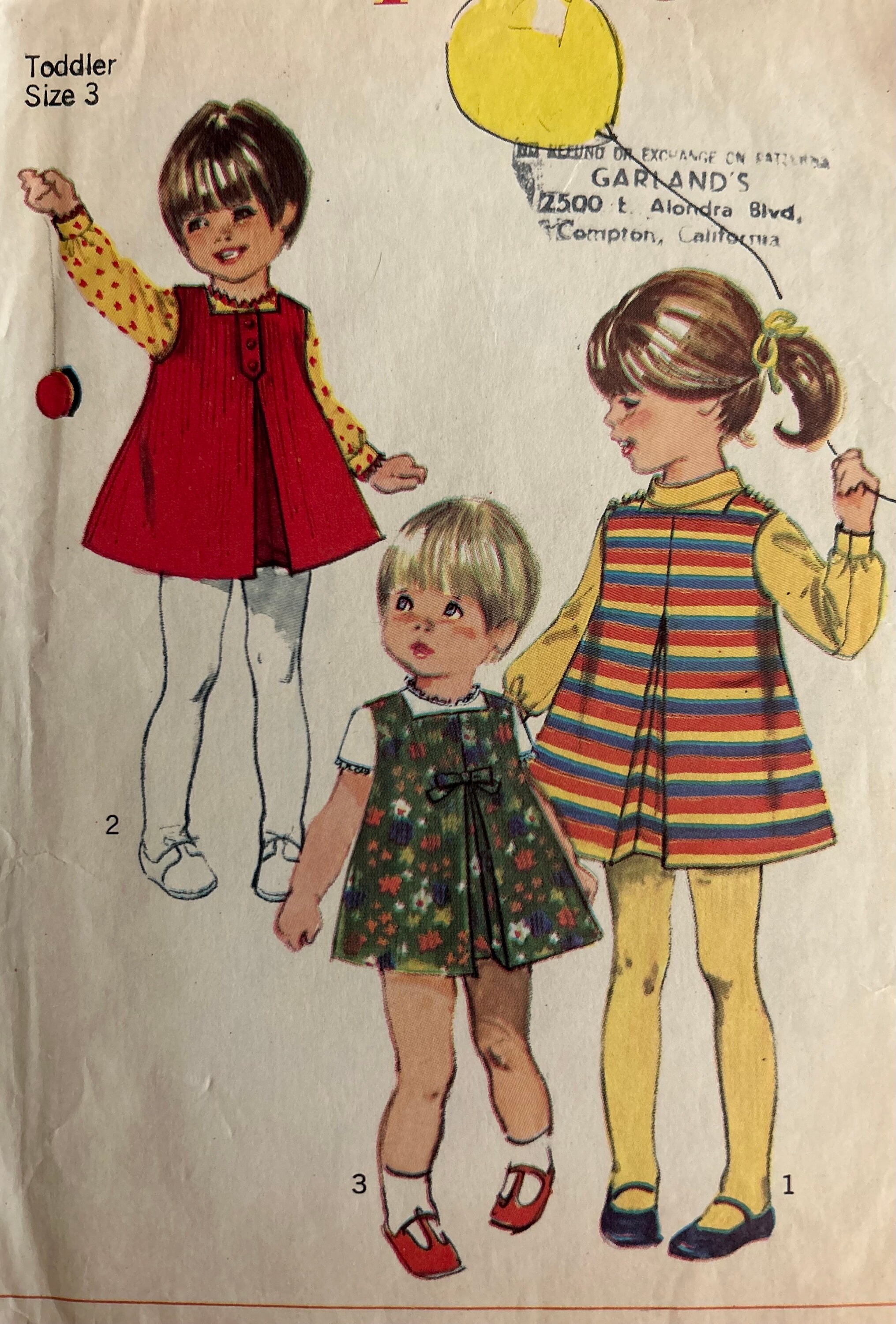 Vintage 1967 Simplicity Sewing Pattern 7334 Toddler's Long or Short ...