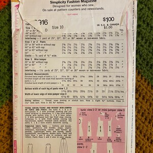 Vintage 1970 Simplicity Sewing Pattern 8916 Misses' Mini-jumper or ...