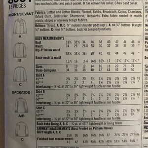 Vintage 1998 Simplicity Pattern 8061 Misses' Button-down Shirt Size 14 ...