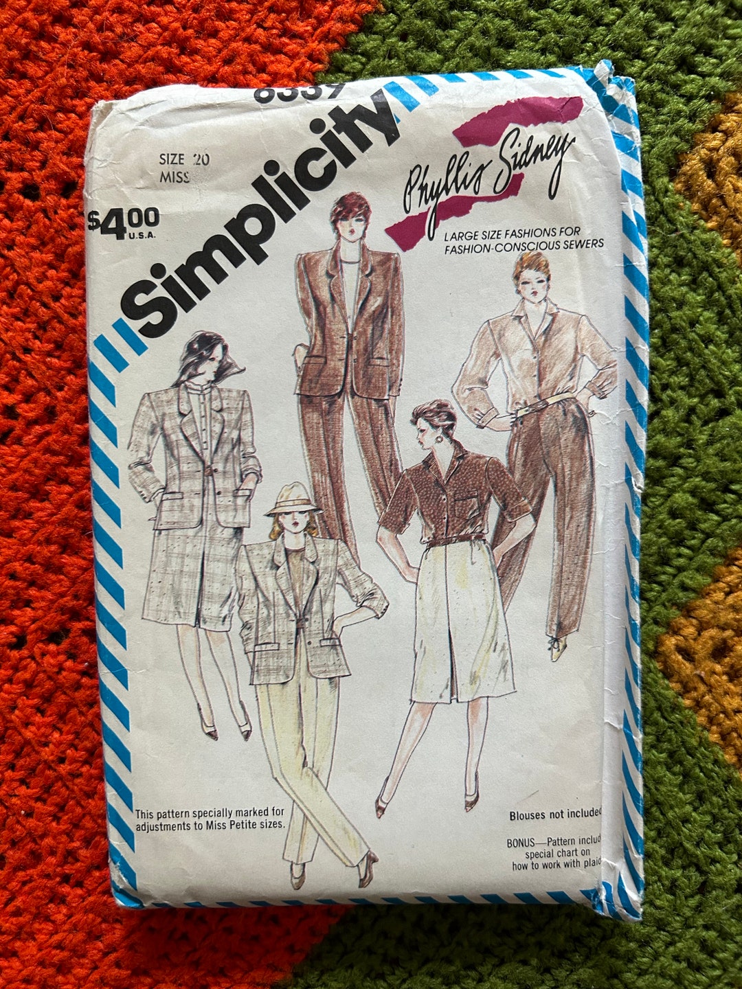 Vintage 1984 Simplicity Sewing Pattern 6339 Phyllis Sidney Misses' Pull ...