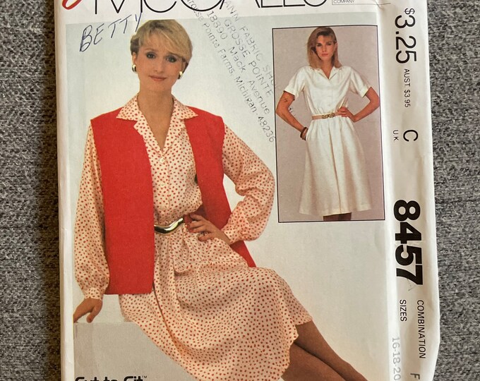 Vintage 1983 Easy Mccall's Sewing Pattern 8457 Misses' Short or Long ...