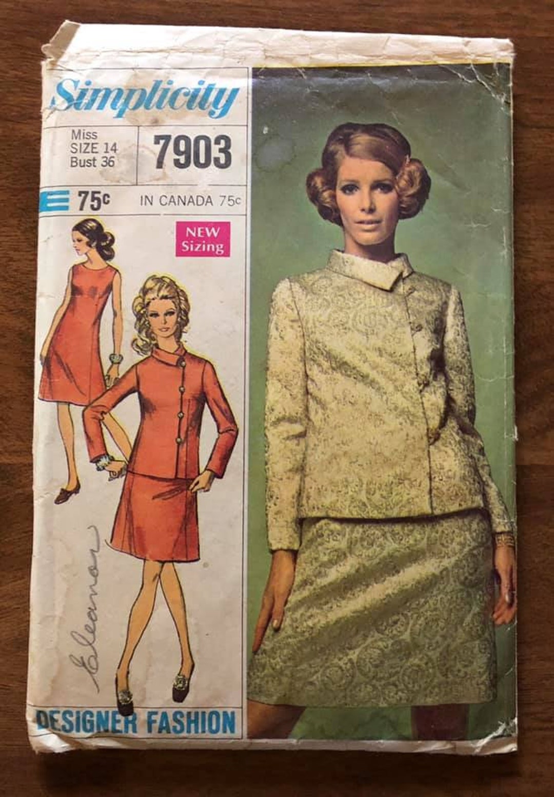 Vintage 1968 Simplicity Sewing Pattern 7903 Misses' Designer Fashion ...
