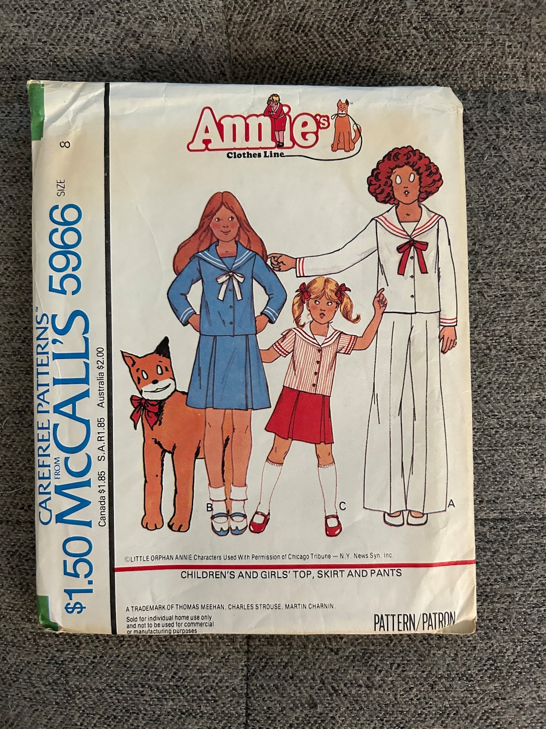 Vintage 1978 Mccall's ANNIE'S CLOTHESLINE Little Orphan Annie Pattern ...