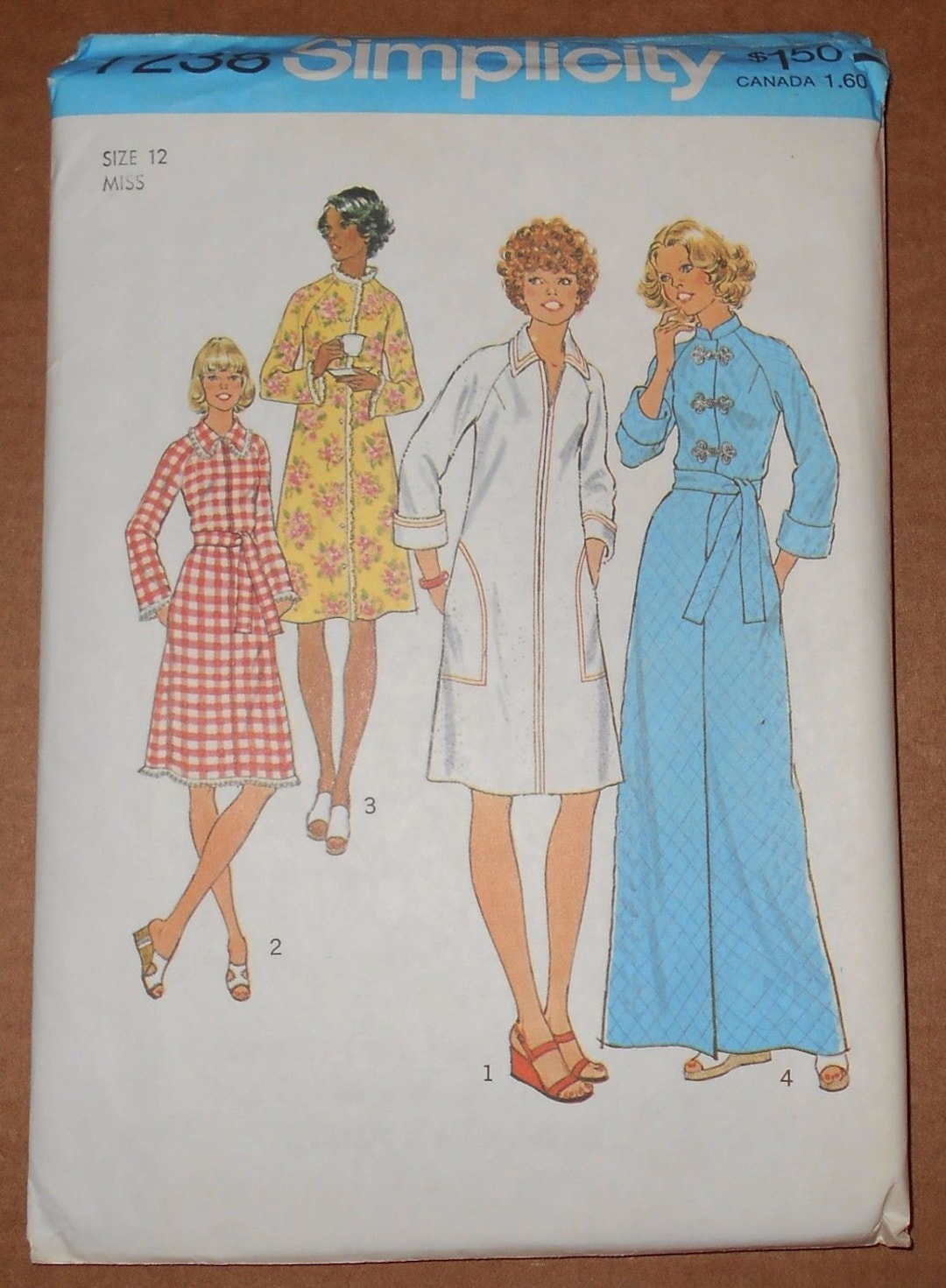 Vintage 1975 Simplicity Sewing Pattern #7238 Misses' ROBES in 2 Lengths ...