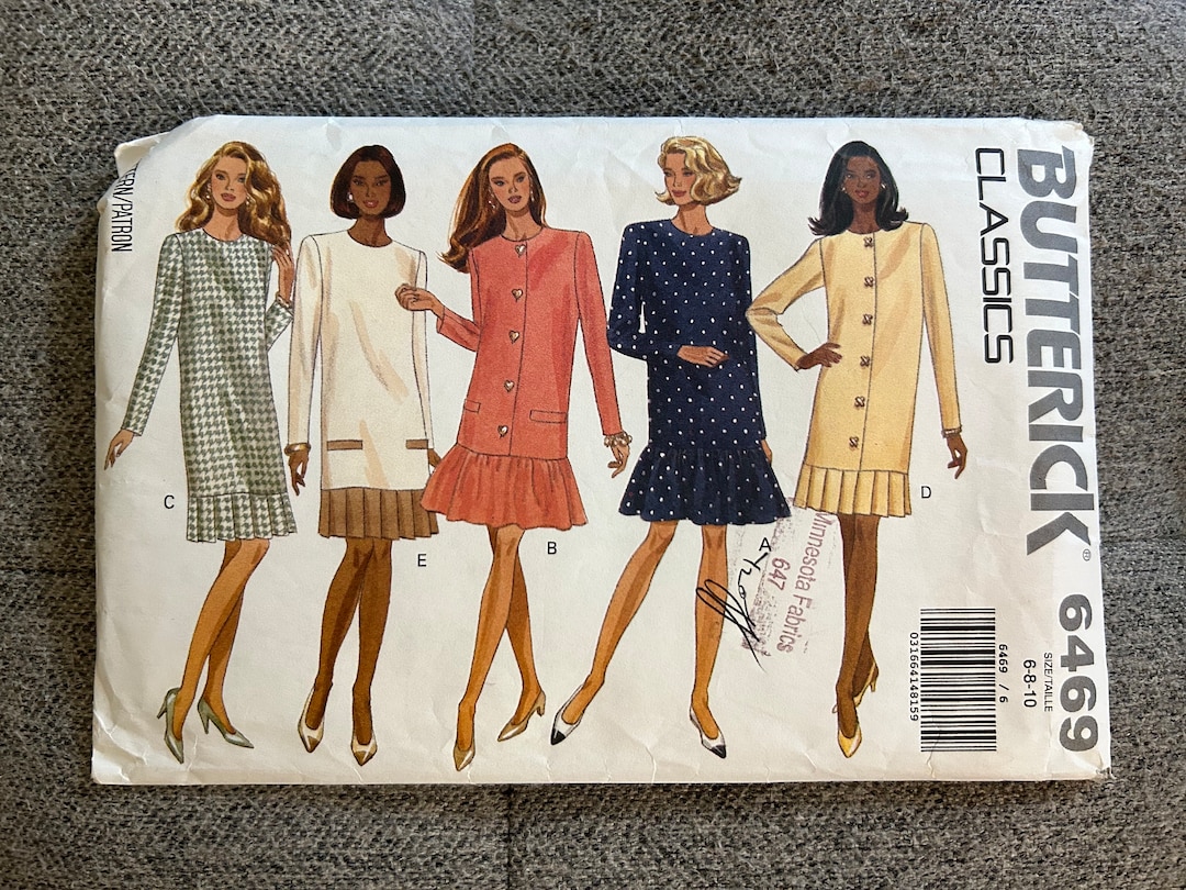 Vintage 1992 Butterick Sewing Pattern 6469 Misses' Sheath Dress With ...