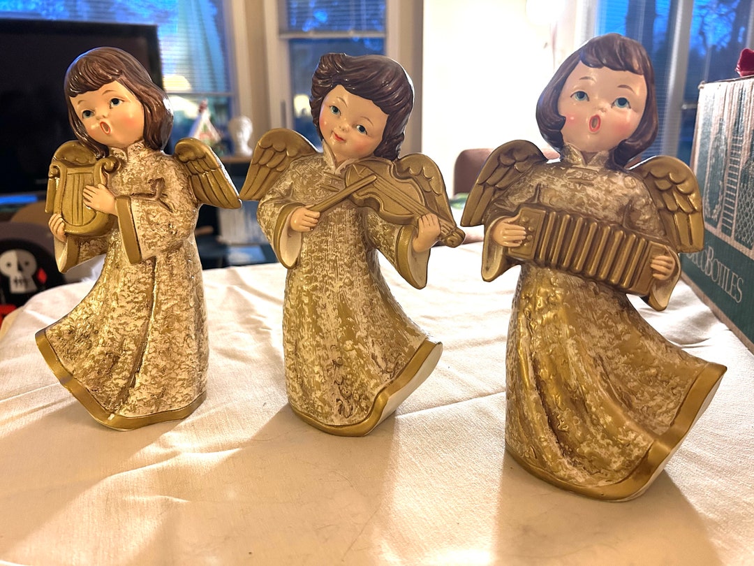Set of 3 Vintage 1960's Angel Carolers Playing Instruments Parma by AAI ...