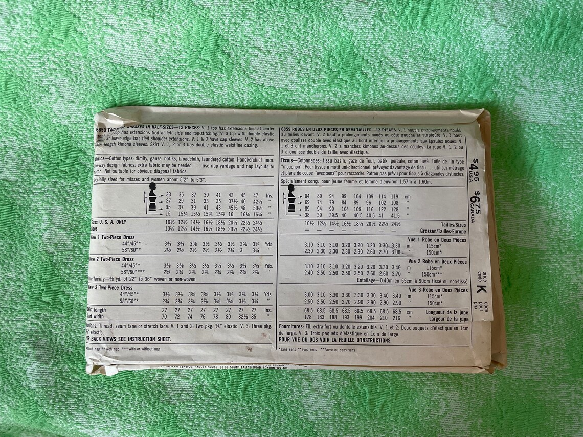 Vintage 1985 Simplicity Sewing Pattern 6859 Phyllis Sidney 2 Piece ...