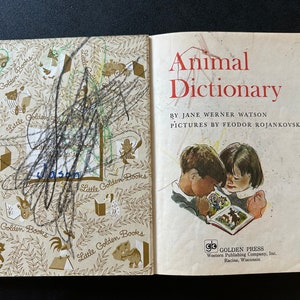 Vintage 1979 Animal Dictionary A Little Golden Book by Jane Werner ...