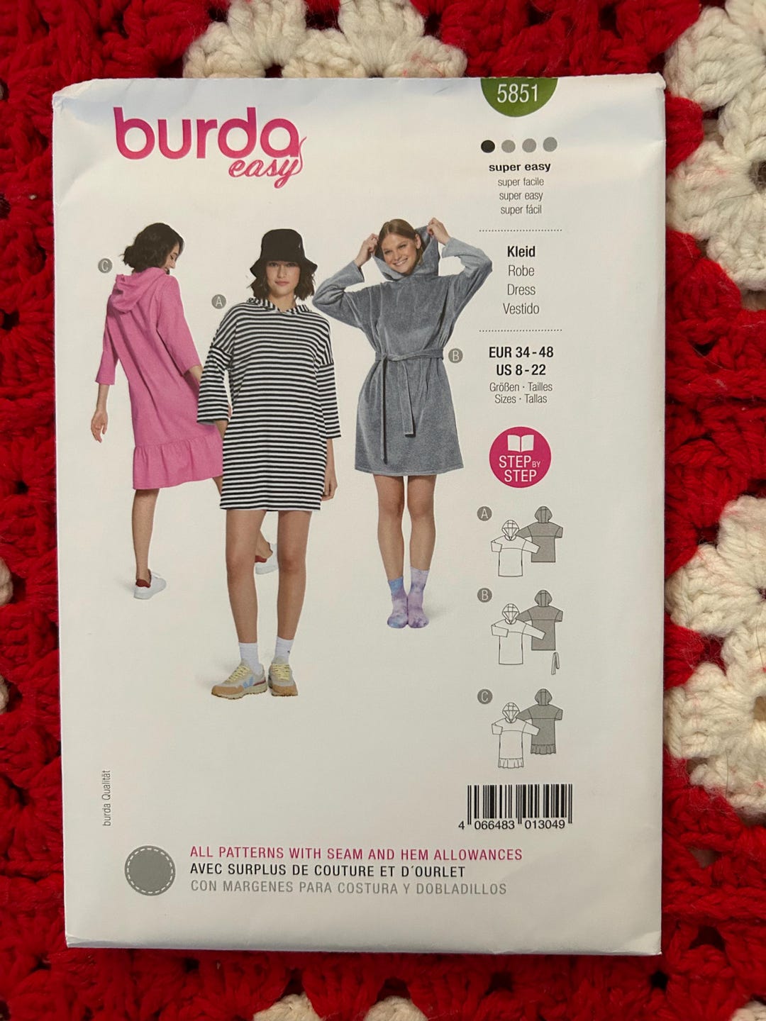 Burda Easy Sewing Pattern 5851 Misses' Hooded Dress Size 8-22 UNCUT ...