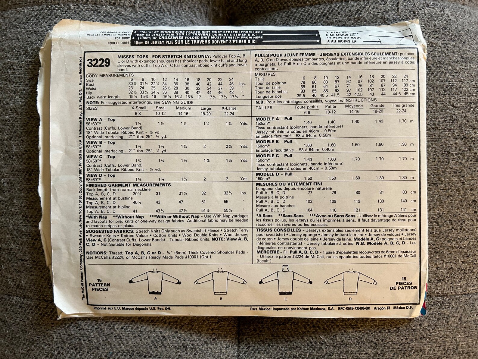 Vintage 1987 Easy Mccall's Sewing Pattern 3229 Misses' Tops - for ...