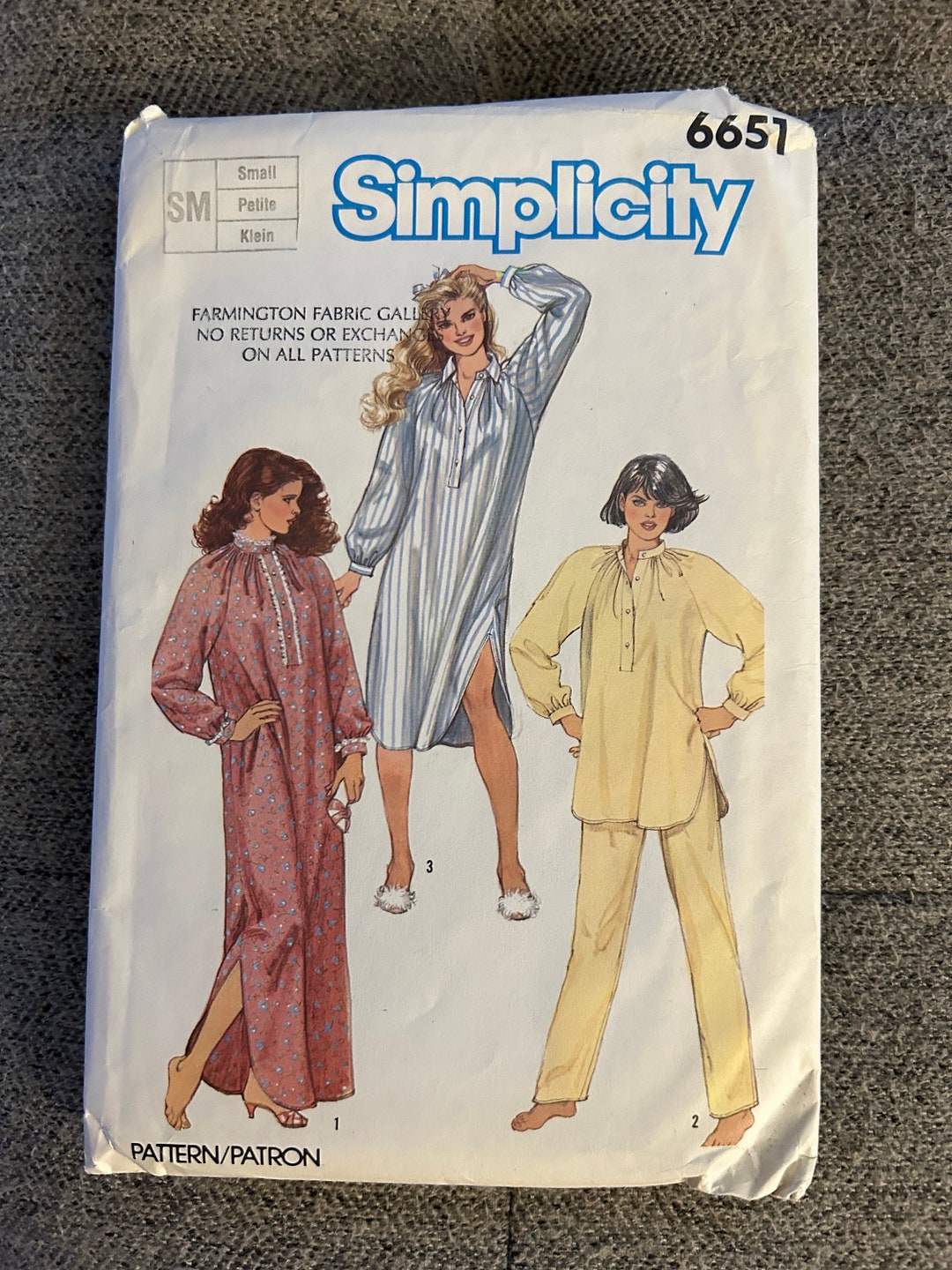 Vintage 1984 Simplicity Sewing Pattern 6651 Misses' Nightshirt in 2 ...