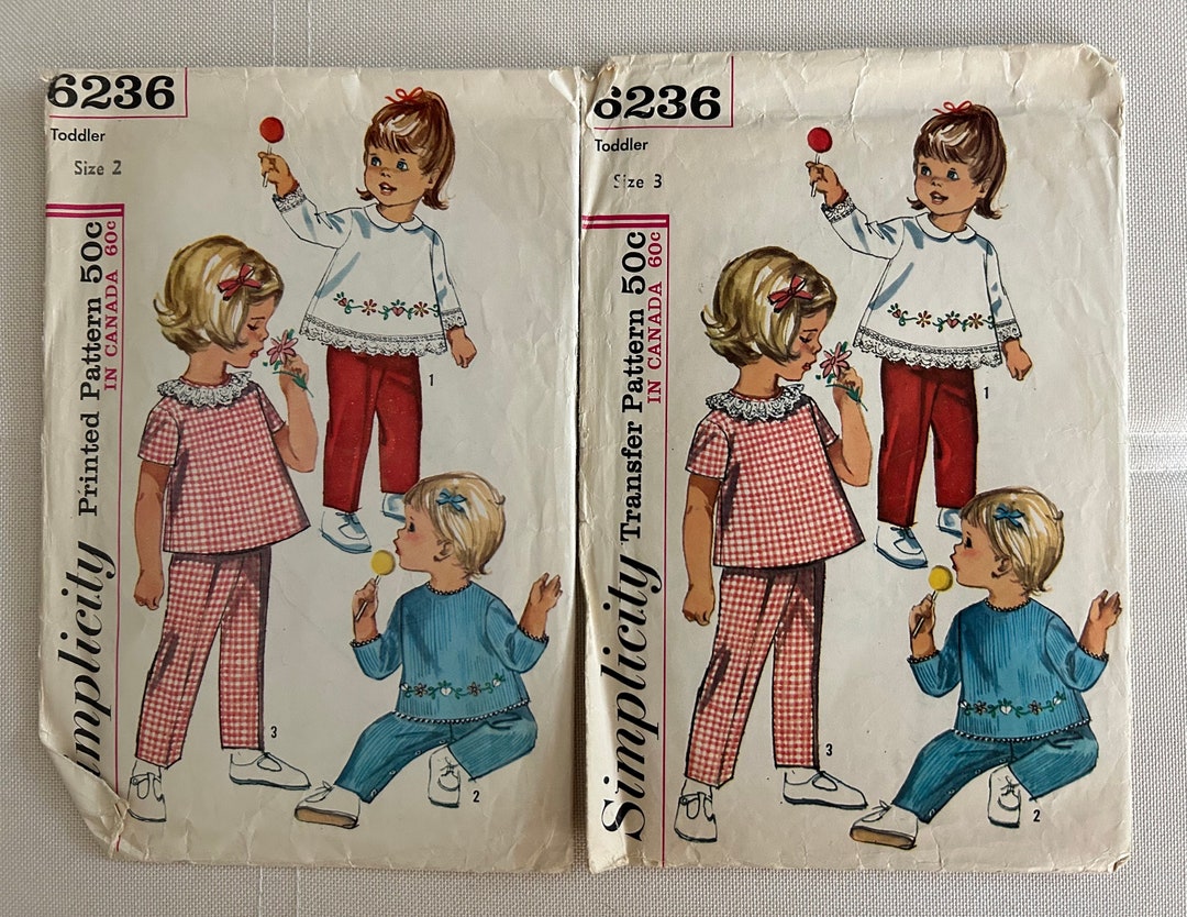 Vintage 1965 Simplicity Sewing Pattern 6236 Toddler's Short or Long ...