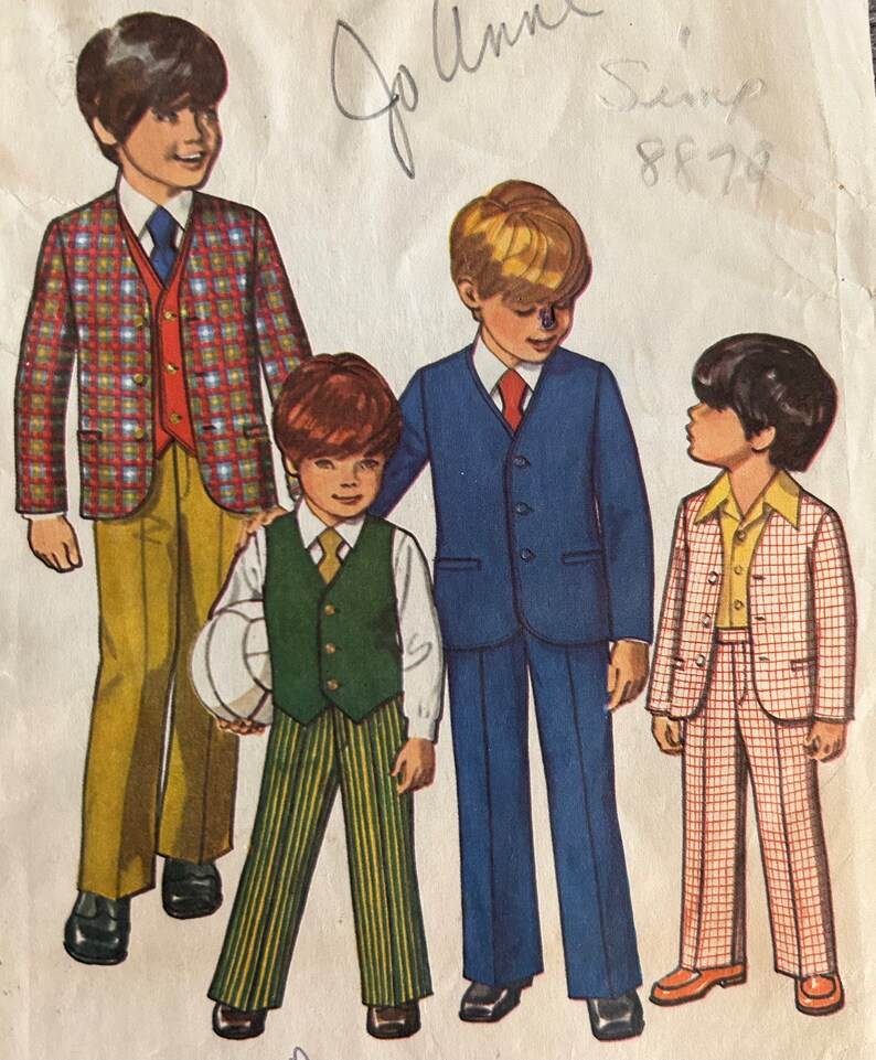 Vintage 1971 Simplicity Sewing Pattern 9651 Boys Jacket, Pants and ...