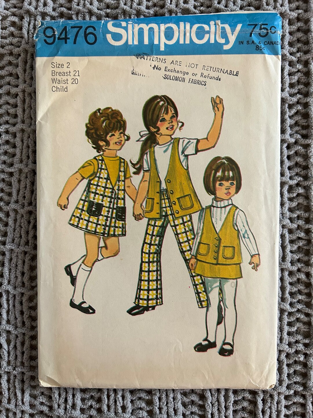 Vintage 1971 Simplicity Sewing Pattern 9476 Child’s Jumper or Vest ...