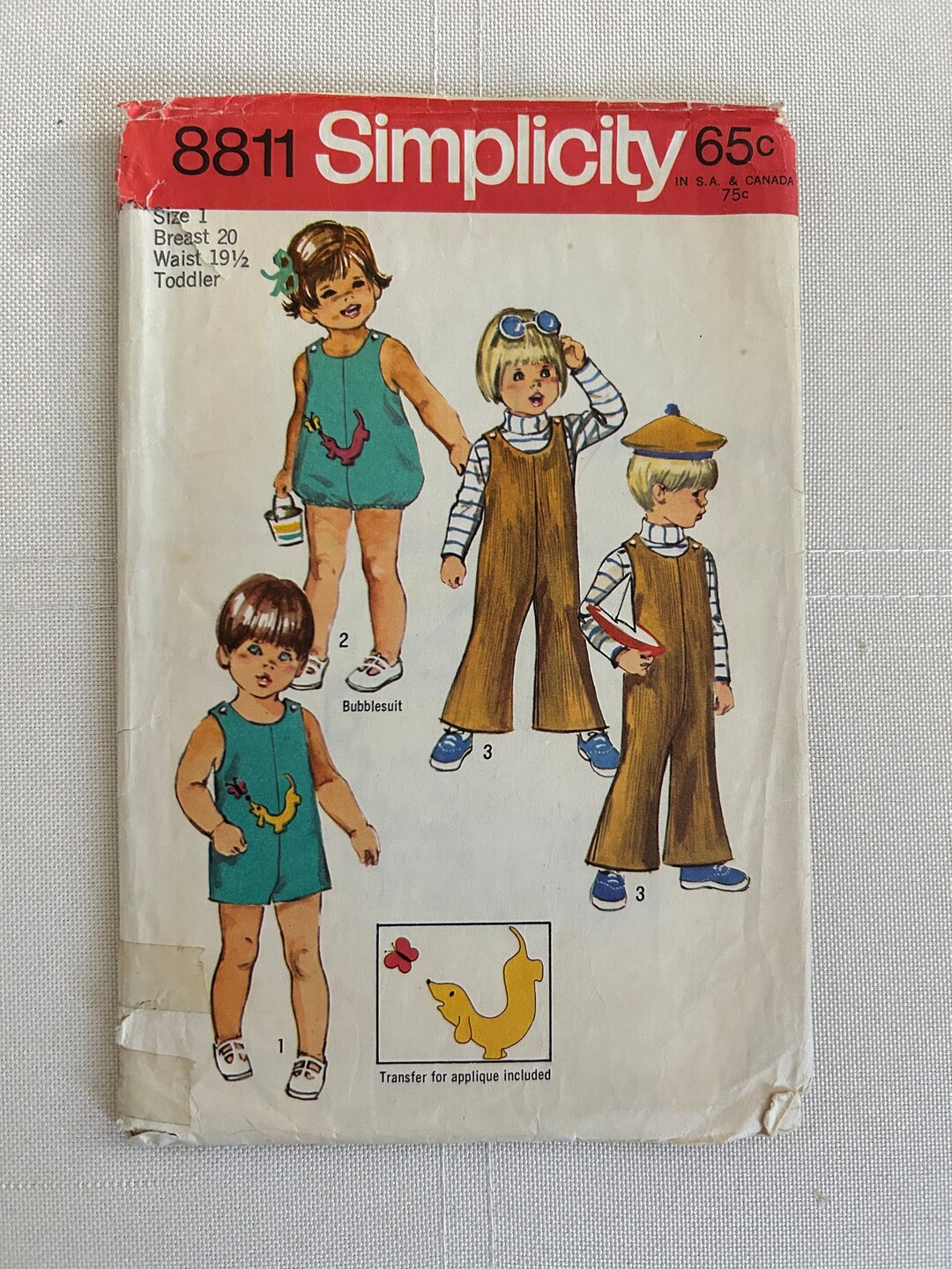 Vintage 1970 Simplicity Sewing Pattern 8811 Toddler’s Jumpsuit in 2 ...