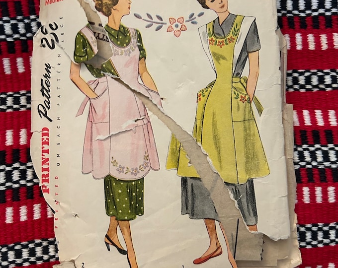 Vintage 1948 Simplicity Sewing Pattern 2556 Misses' Bib Apron With ...