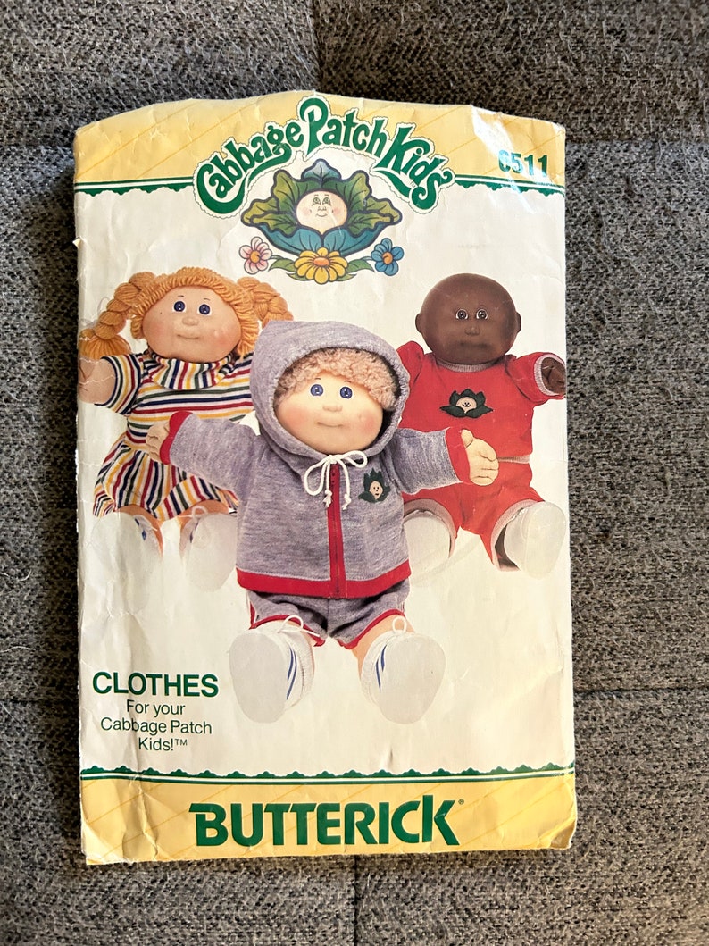 Vintage 1984 Butterick Sewing Pattern 6511 Cabbage Patch Kids Clothes T ...