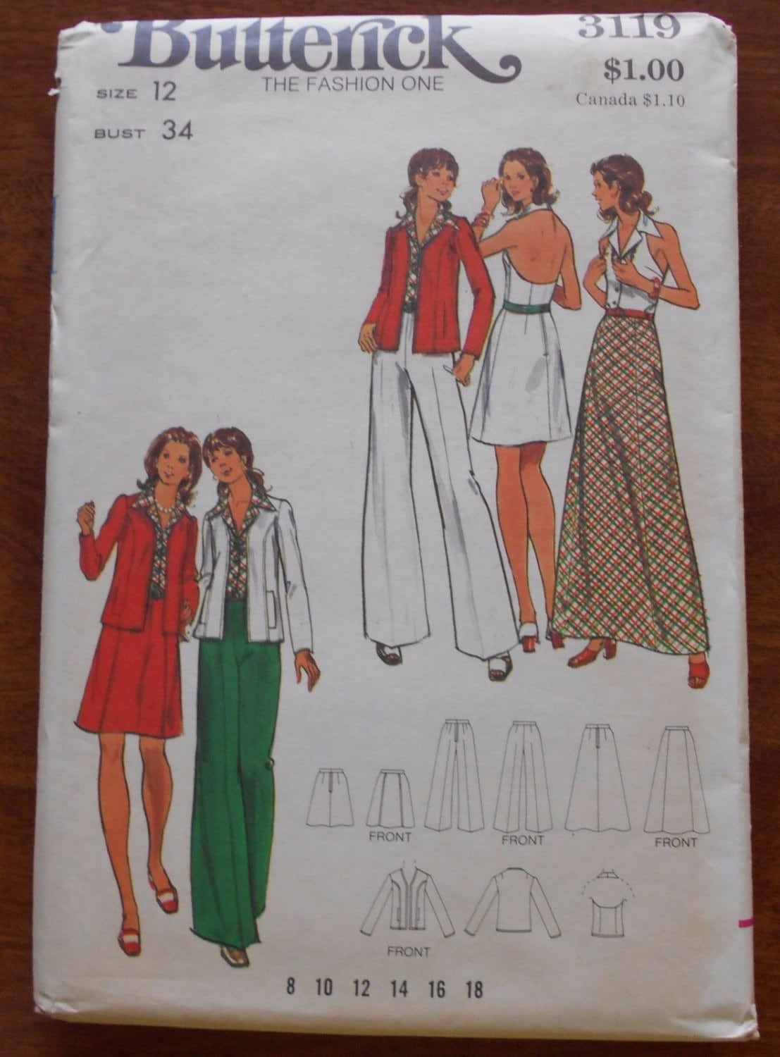 Vintage 1970's Butterick Sewing Pattern 3156 Misses' Halter Top, Maxi ...
