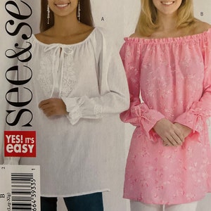 2005 See & Sew Sewing Pattern 4427 Misses' Misses' Peasant Top Size L ...