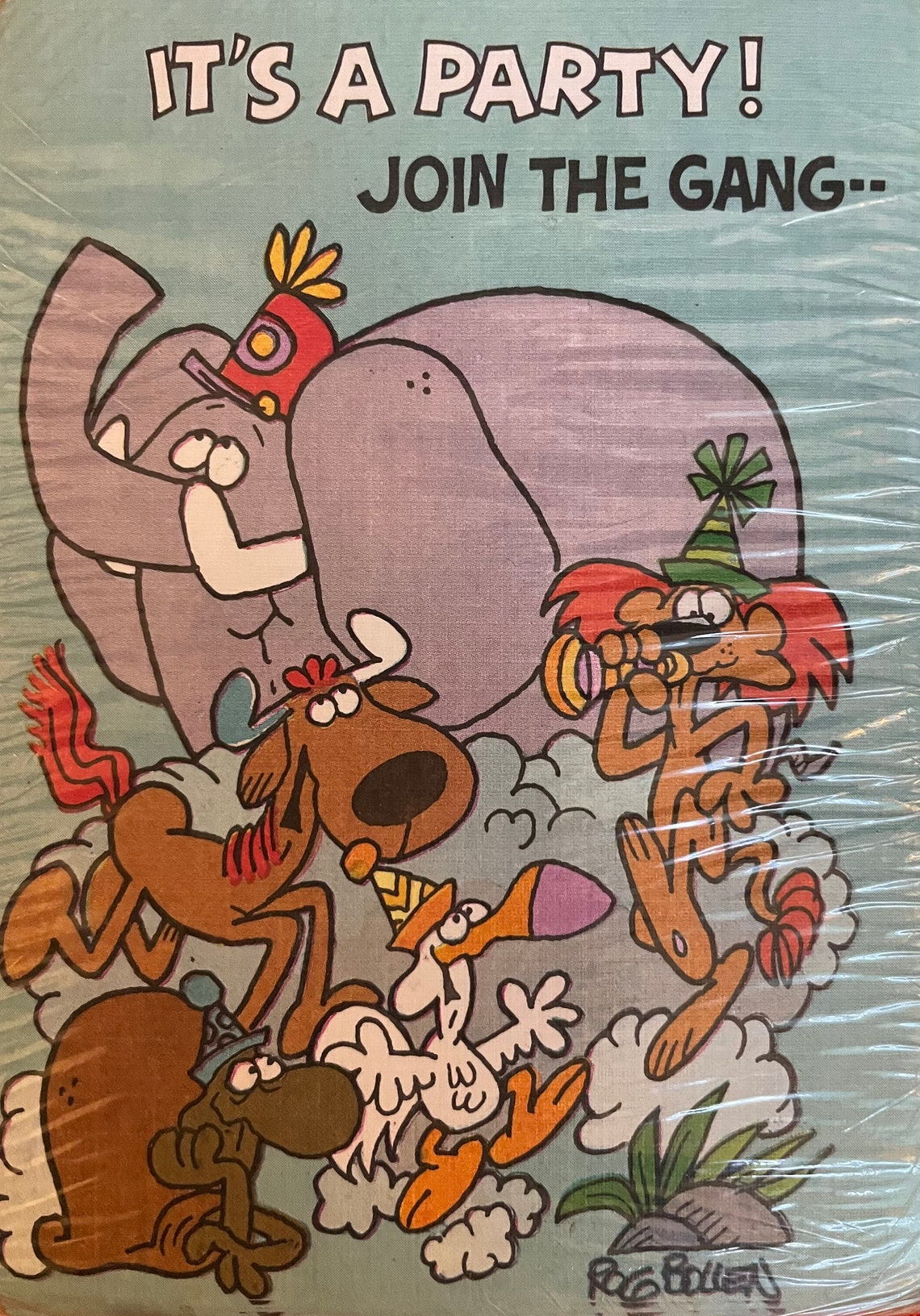 Vintage 1970's Rog Bollen ANIMAL CRACKERS Comic Strip Party Invitations ...