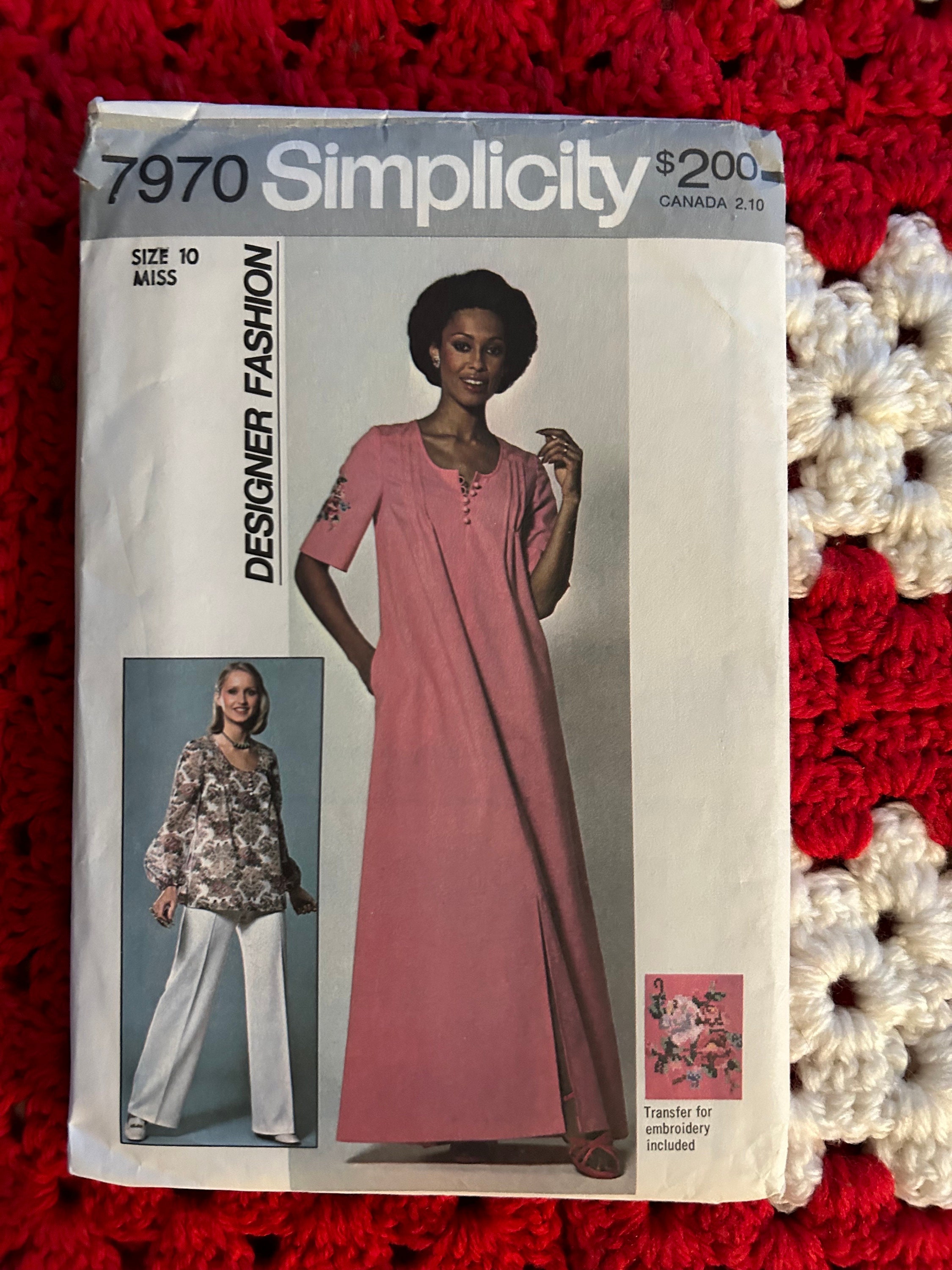 Vintage 1977 Simplicity Sewing Pattern 7970 Misses' Designer Fashion ...