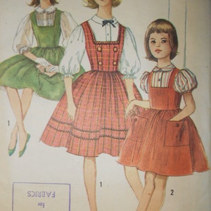 1960 Simplicity Sewing Pattern # 3608 Girls' Puffy Sleeve Blouse & Full ...
