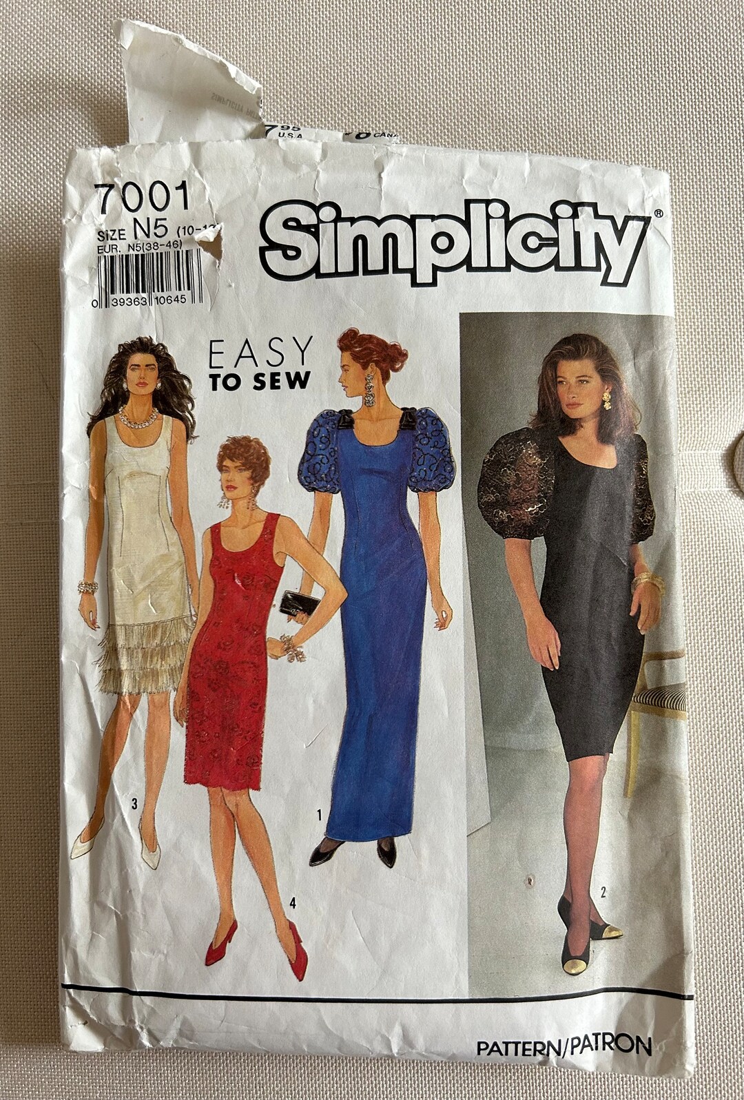 Vintage 1990 Simplicity Sewing Pattern 7001 Misses’ Evening Gown Dress ...