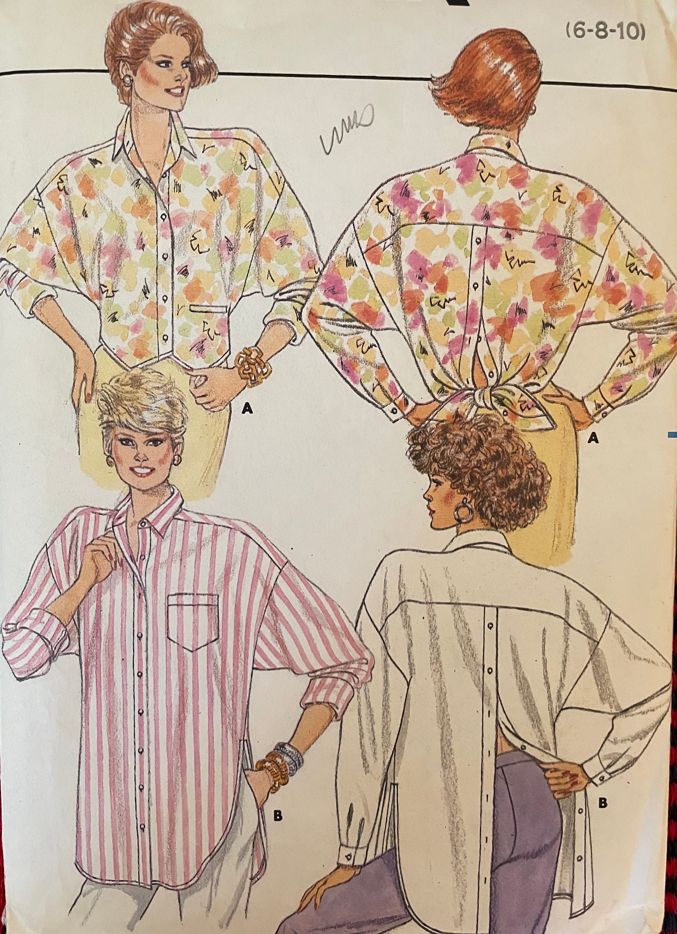 Vintage 1986 Butterick Sewing Pattern 3644 Misses Oversized Button-down ...