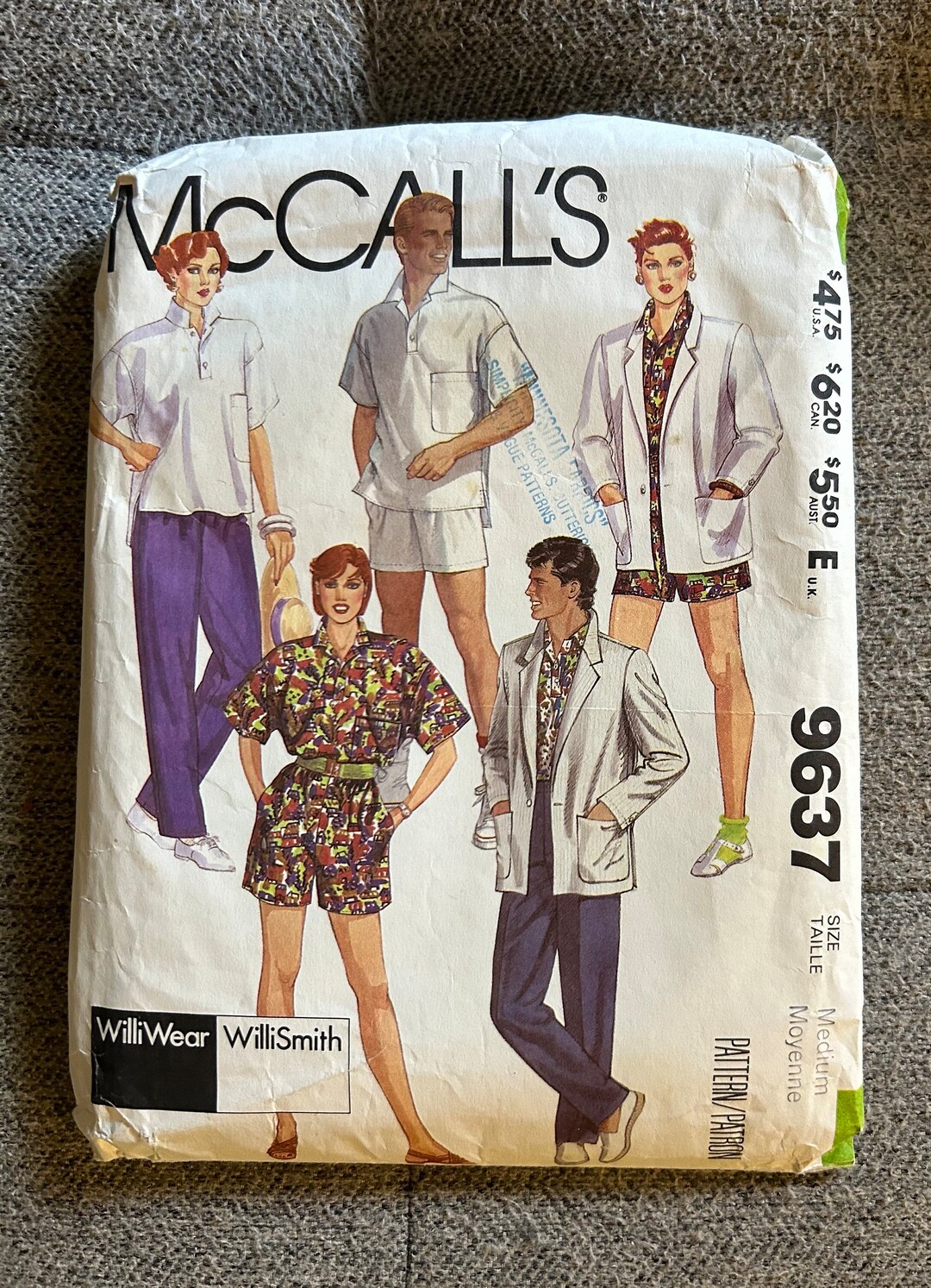 Vintage 1985 Mccall's Sewing Pattern 9637 Misses' & Men's Jacket, Shirt ...