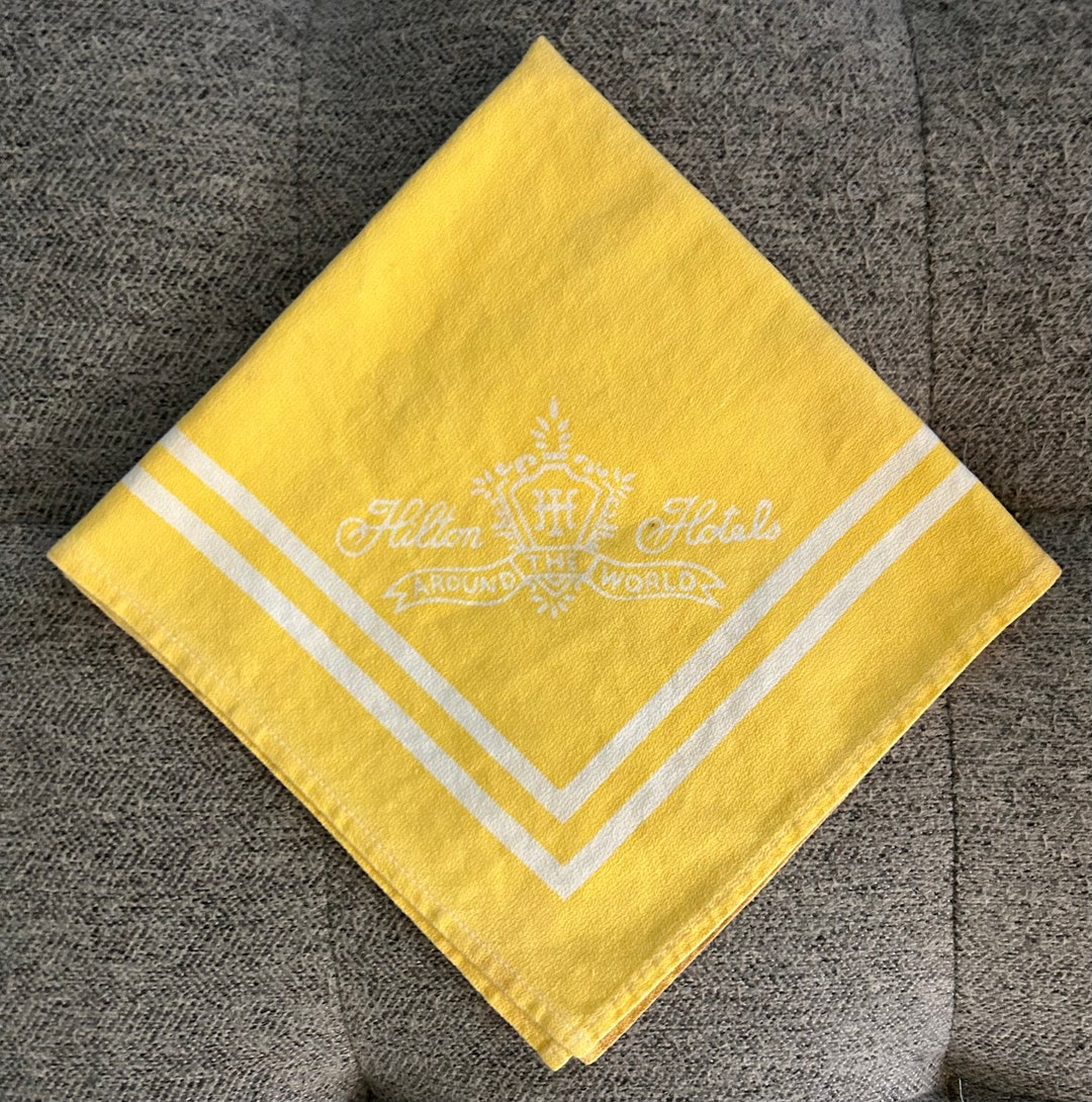 Vintage Hilton Hotels Around the World Yellow & White Dinner Napkin - Etsy