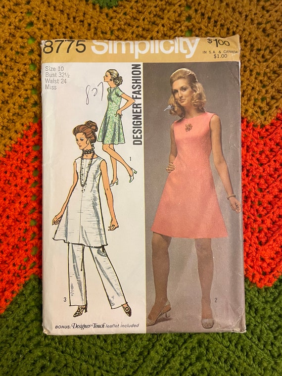 Vintage 1970 Simplicity Sewing Pattern 8775 Misses' Shift | Etsy