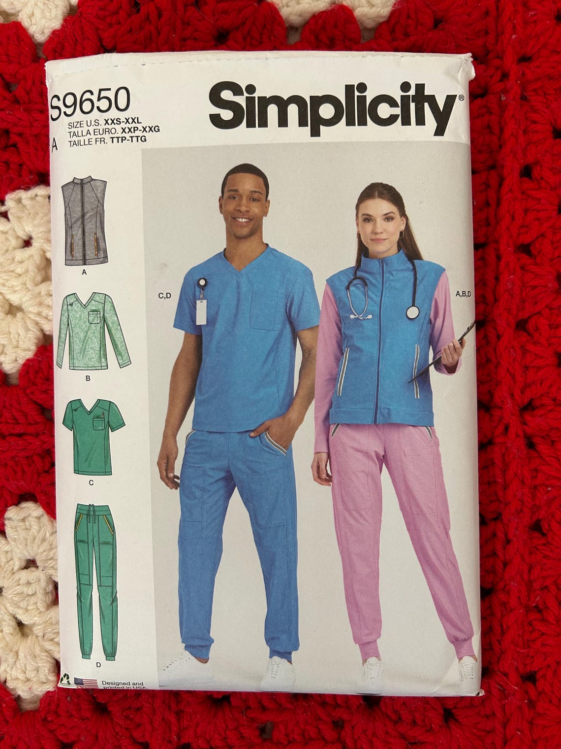 Vintage 2022 Simplicity Sewing Pattern S9650 Unisex Knit Scrubs Women's ...