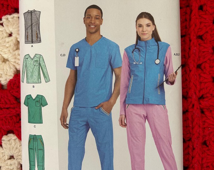 Vintage 2022 Simplicity Sewing Pattern S9650 Unisex Knit Scrubs Women's ...