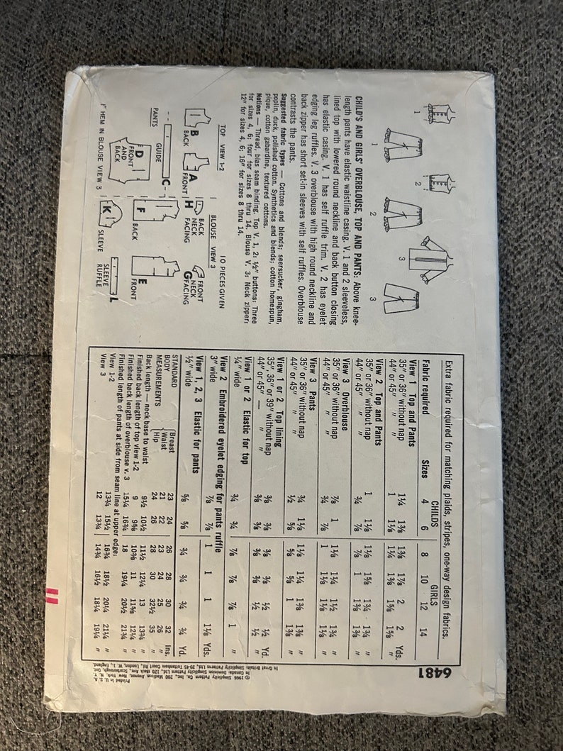 Vintage 1966 Simplicity Sewing Pattern 6481 Child's - Etsy