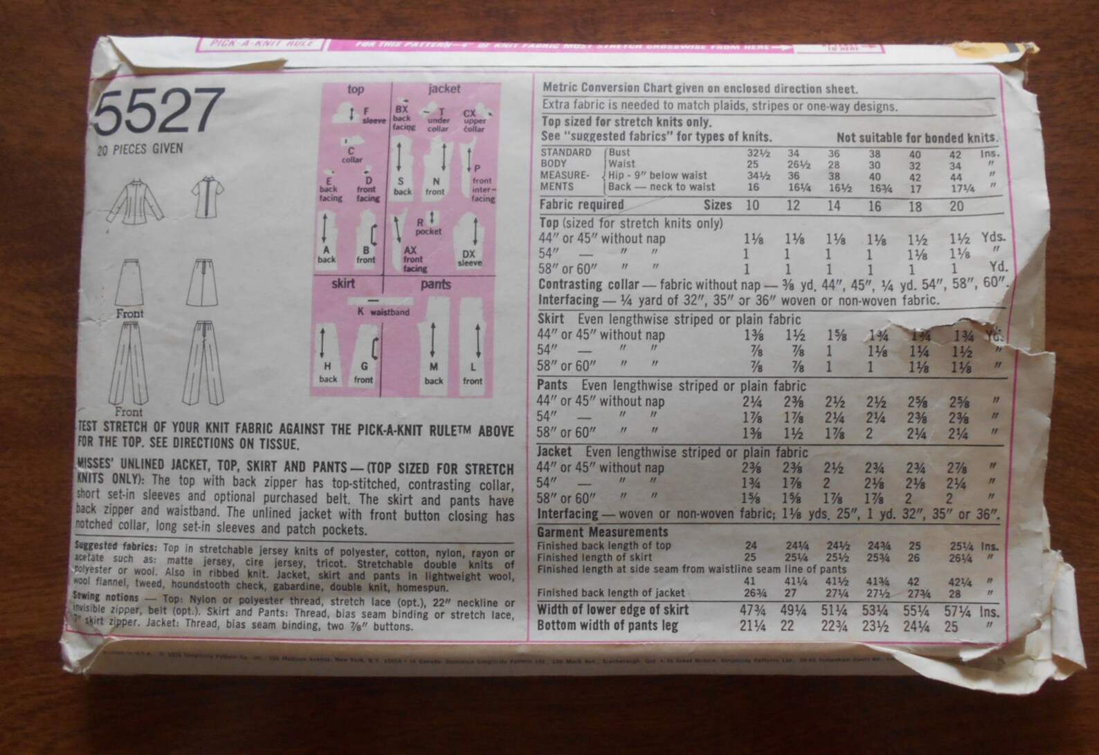 Vintage 1973 Simplicity Sewing Pattern 5527 Misses' - Etsy